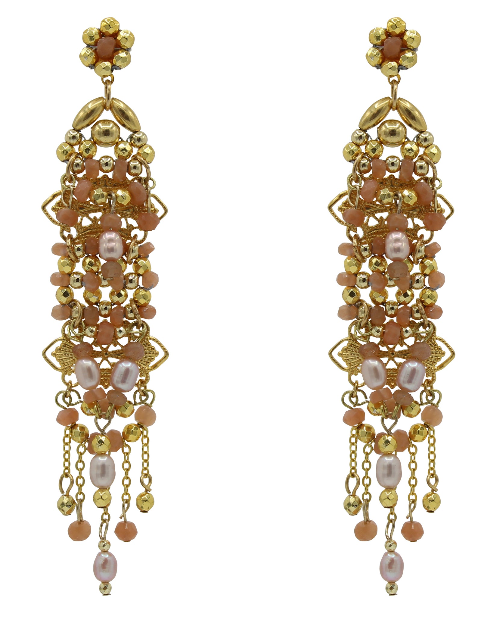 Valedon Hand Beaded Pearl Earrings