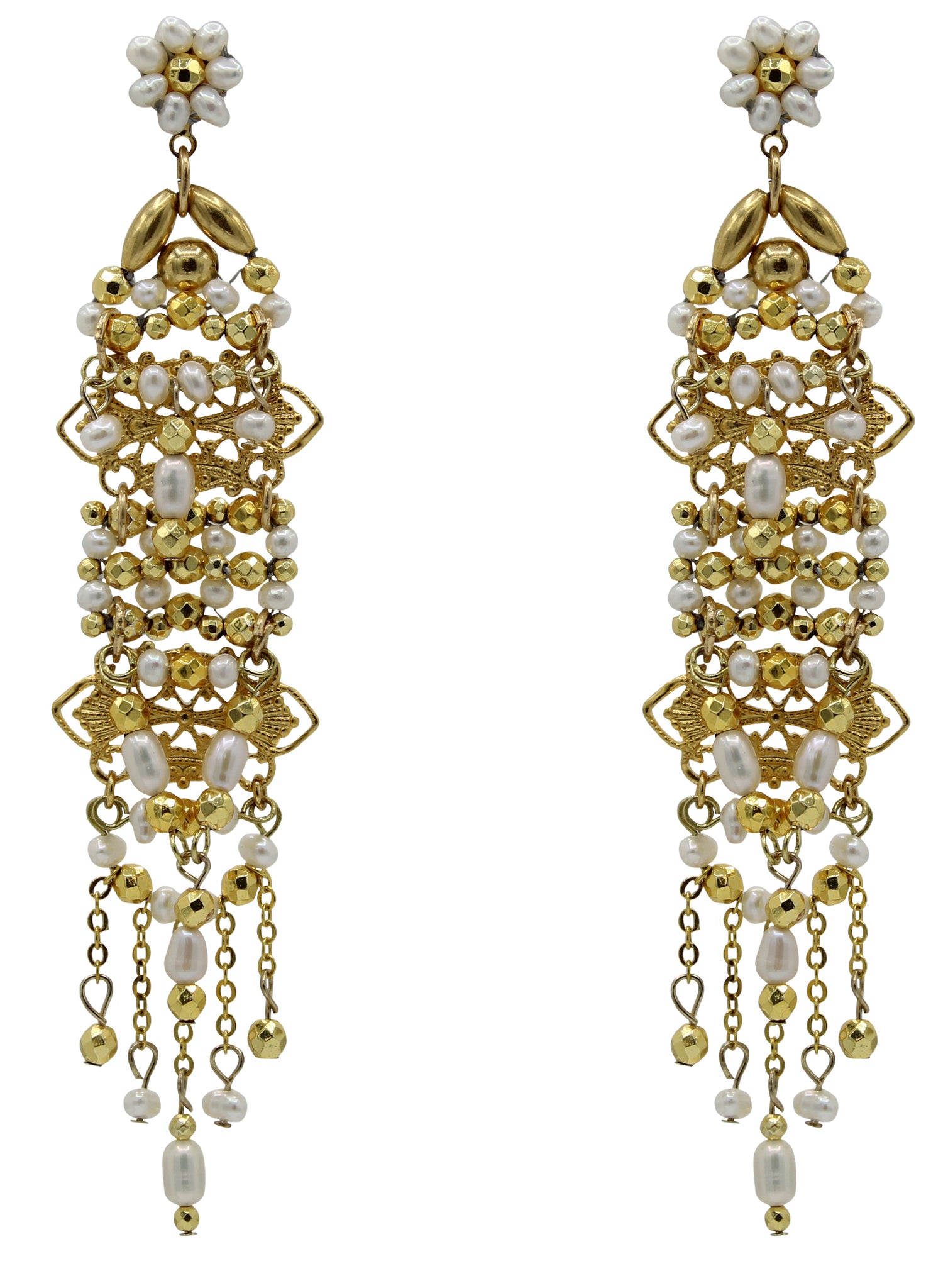 Valedon Hand Beaded Pearl Earrings