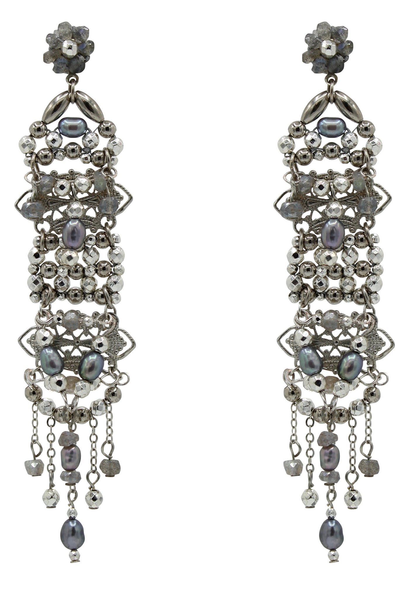 Valedon Hand Beaded Pearl Earrings