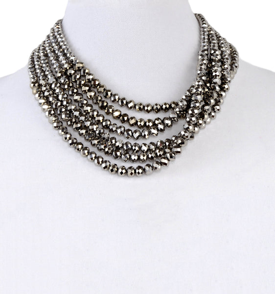 Oretta | Hand Beaded, Twisted Side, Cut Crystal Necklace